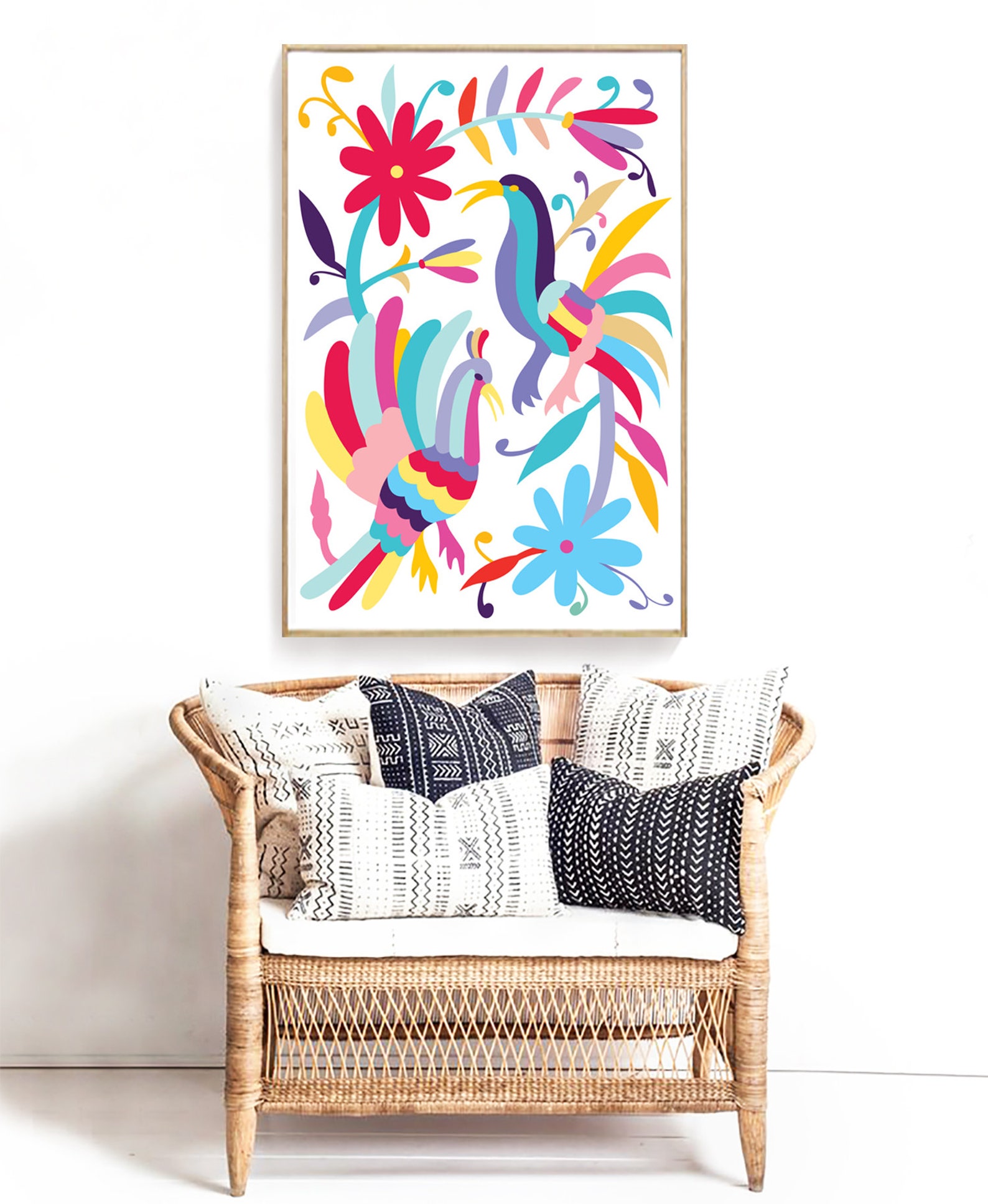 Colorful Otomi Birds Print: Mexican Folk Art Wall Decor (24x36 ...