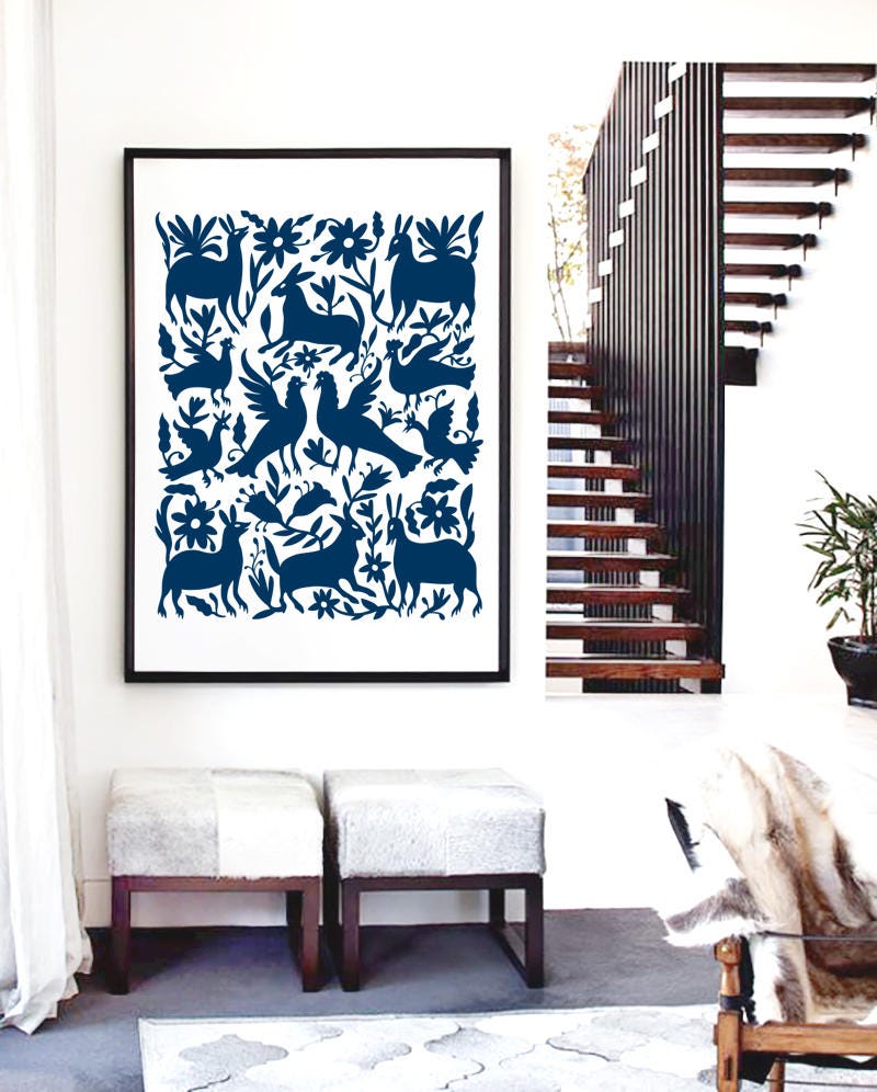 Indigo Otomi Print: Mexican Folk Art Poster (digital Download) - Etsy
