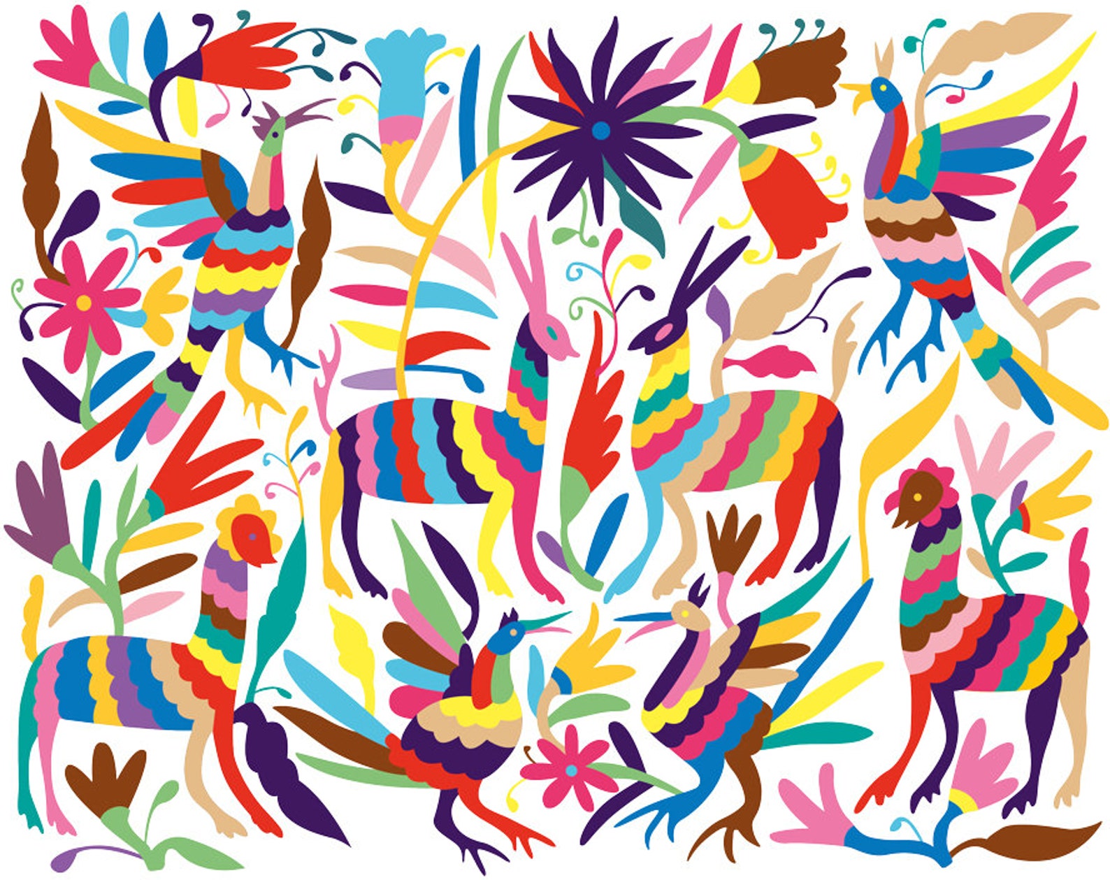 Wall Hanging Mexico Otomi Big Size Print Wall Art Prints | Etsy