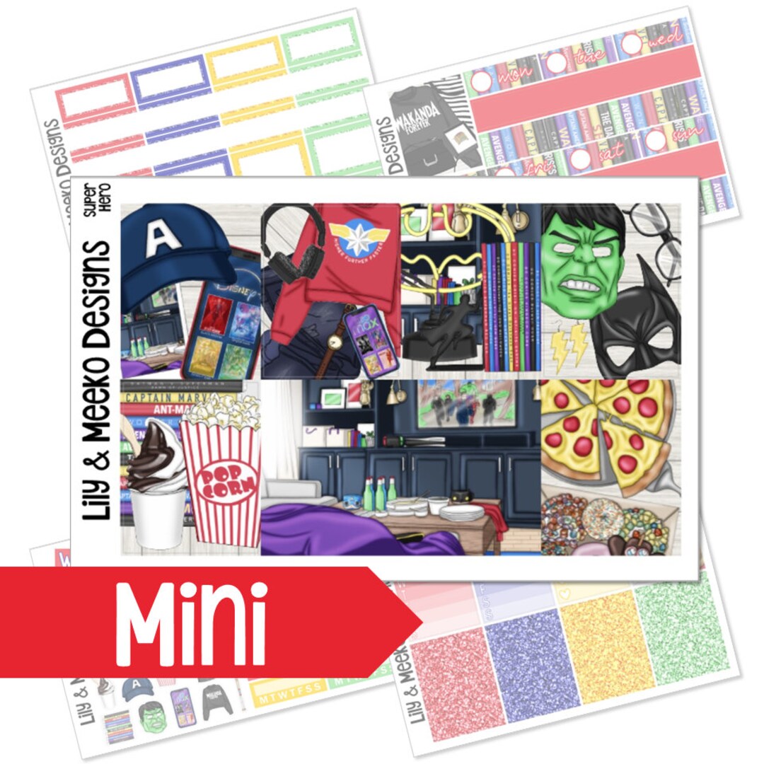 Super Hero Mini | Planner Sticker Kit Weekly Vertical | for Use in Erin ...