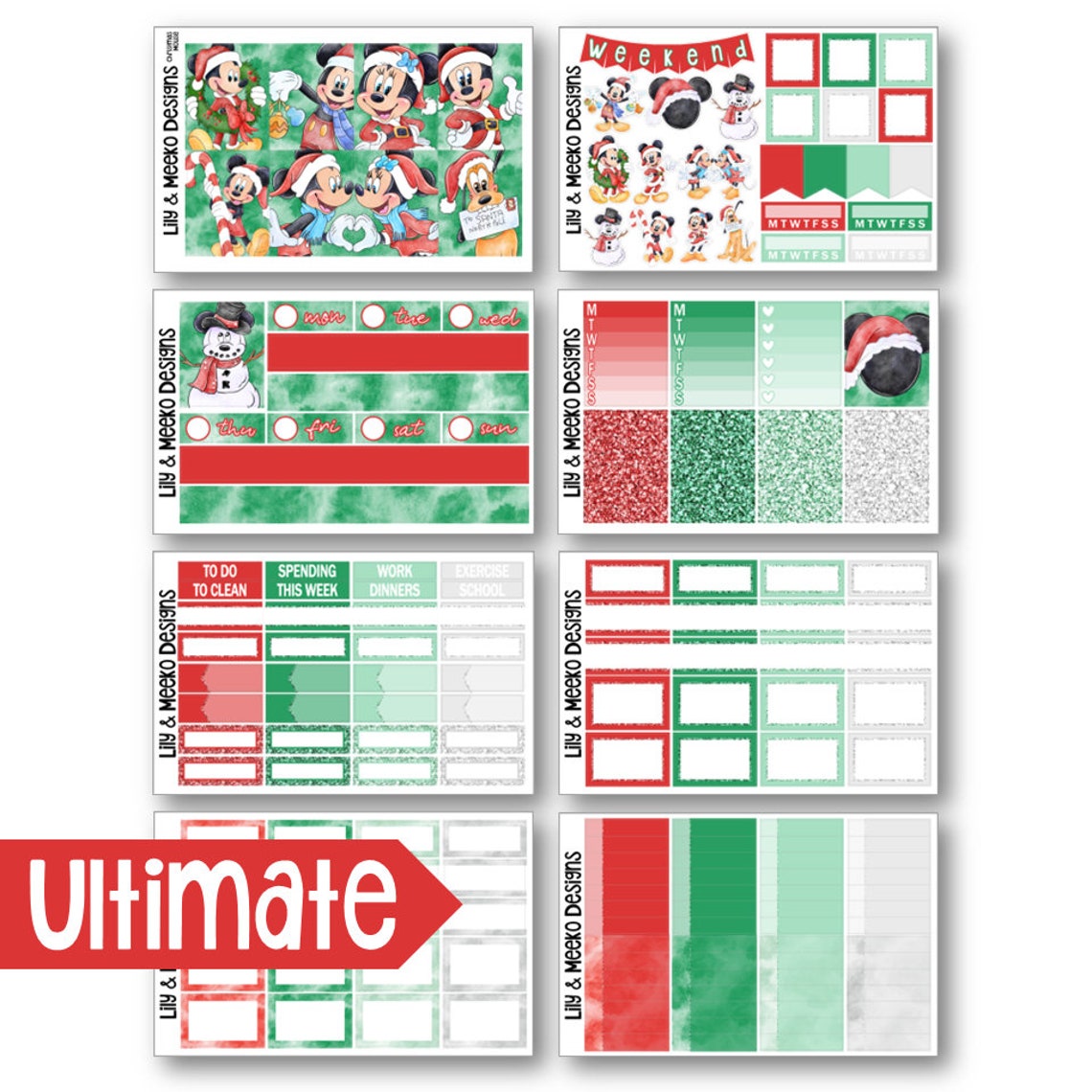 Christmas Mouse | Disney Mickey Planner Sticker Kit Weekly Vertical ...
