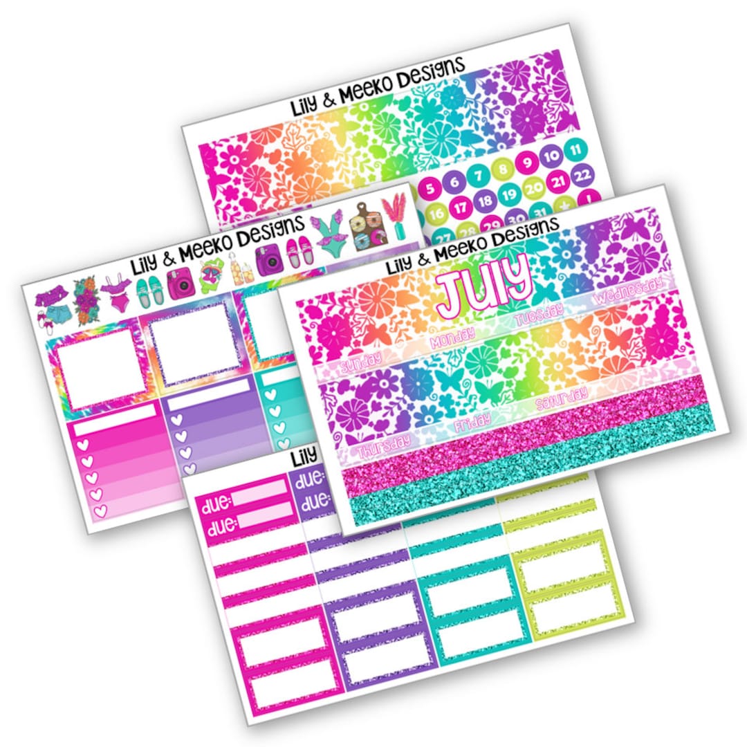 July (bright) | Monthly Sticker Happy Planner A5W A5wide for Use in ...