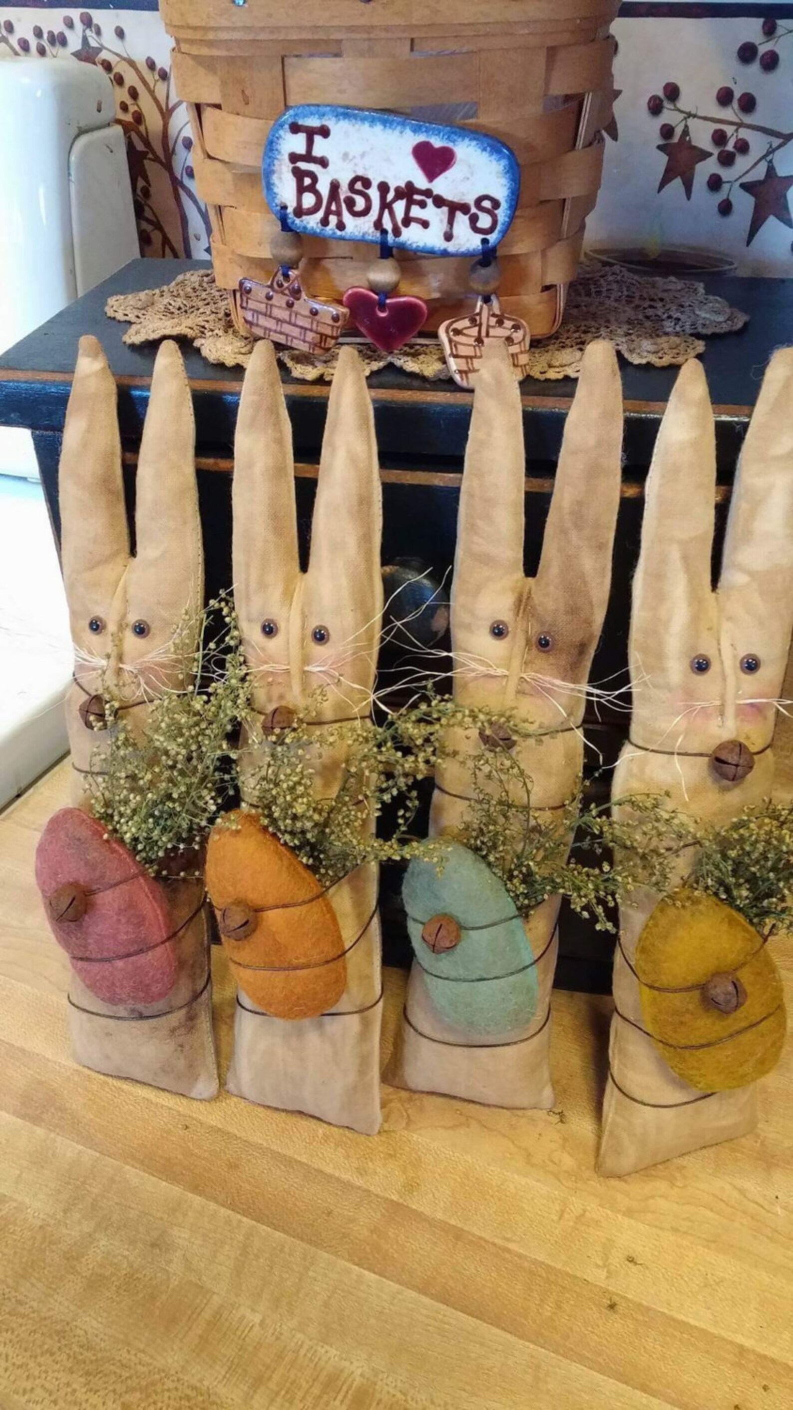 Primitive stick bunnies there ten inches tall by 2 inches wide | Etsy