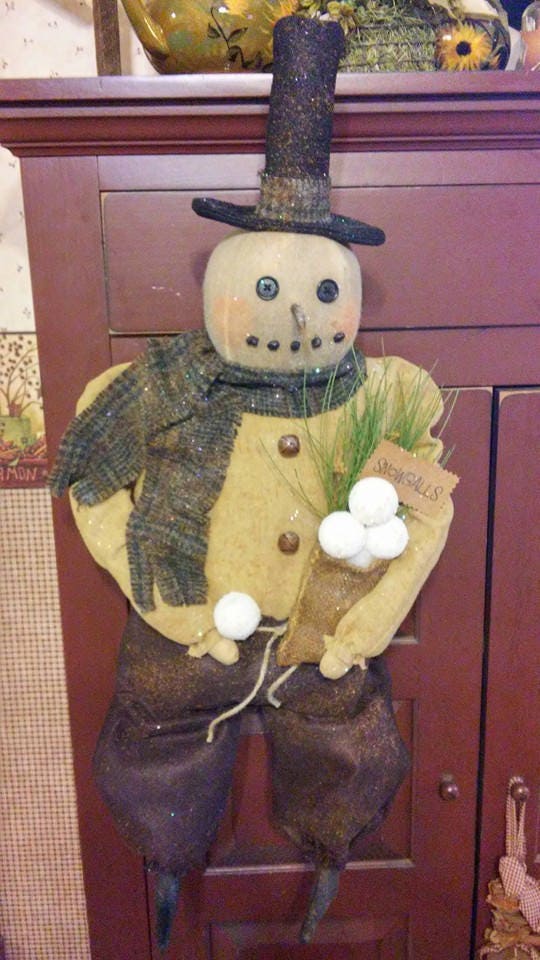 Primitive Handmade Snowman Mr Joe - Etsy