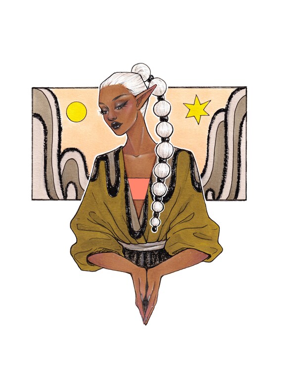 Prints Digital Prints Mystic Fantasy Art print Monk Character ...