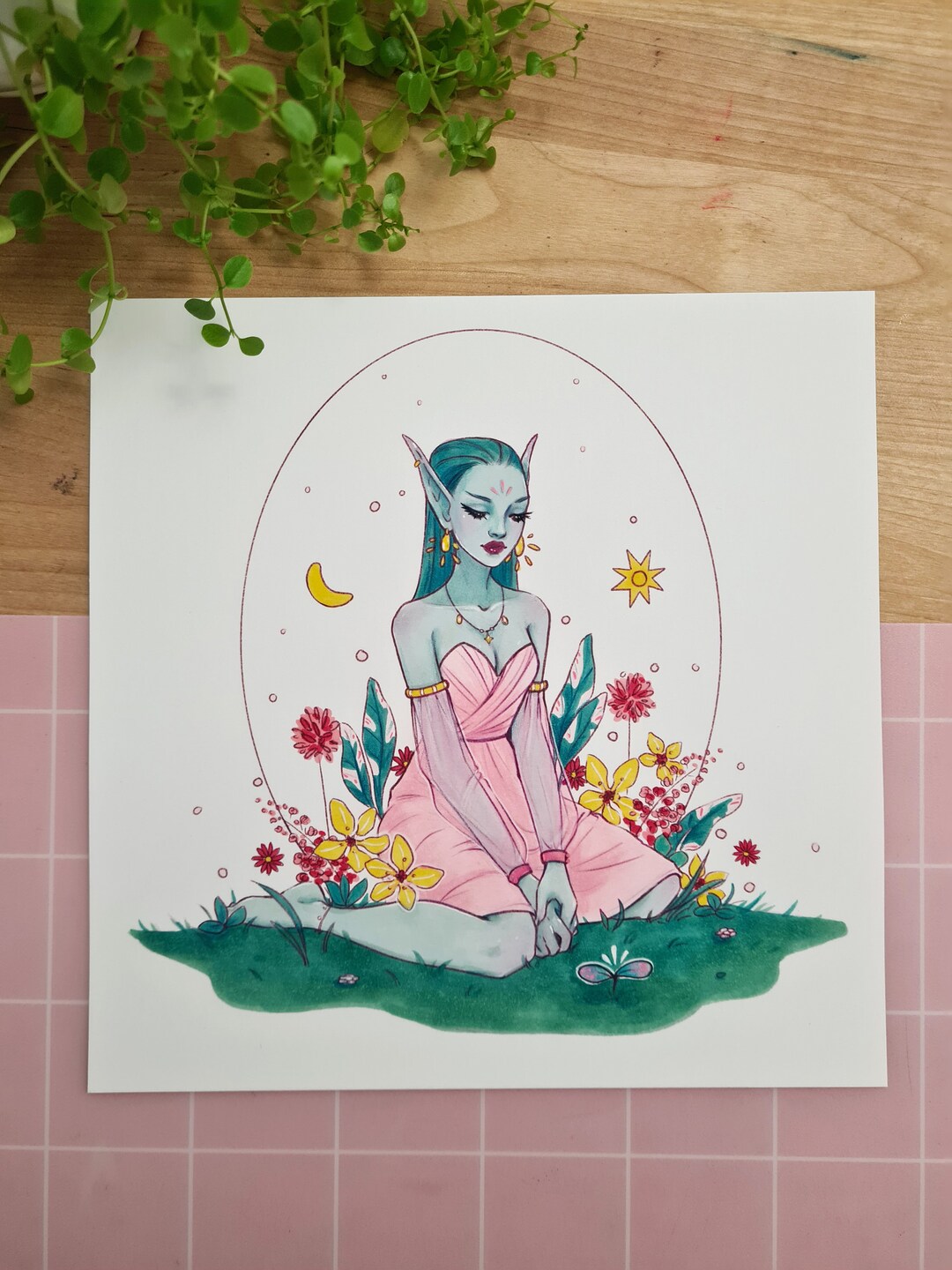 Spring Nymph Fairytale Art, Fantasy Art Print, Floral Illustration, Elf ...
