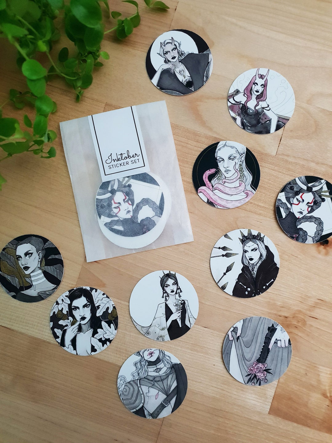 Circle Sticker Pack 10 Piece Die Cut Sticker Set Inktober - Etsy