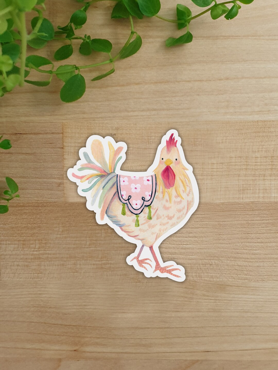 Boho Chicken Die Cut Vinyl Sticker, Illustration Art Stickers, Cute ...