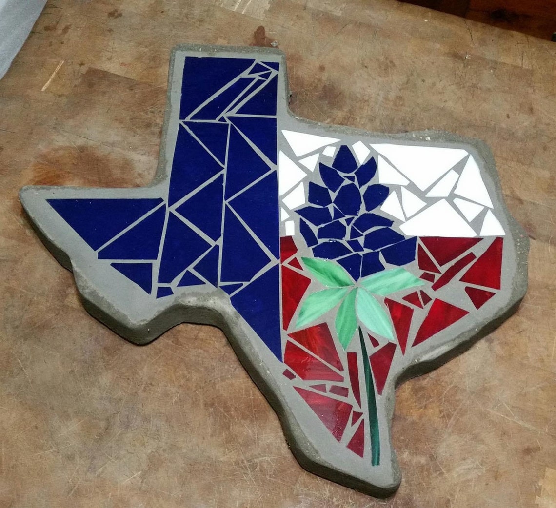 Texas Flag Bluebonnet Stained Glass Garden Stepping Stone LOCAL PICK UP ...