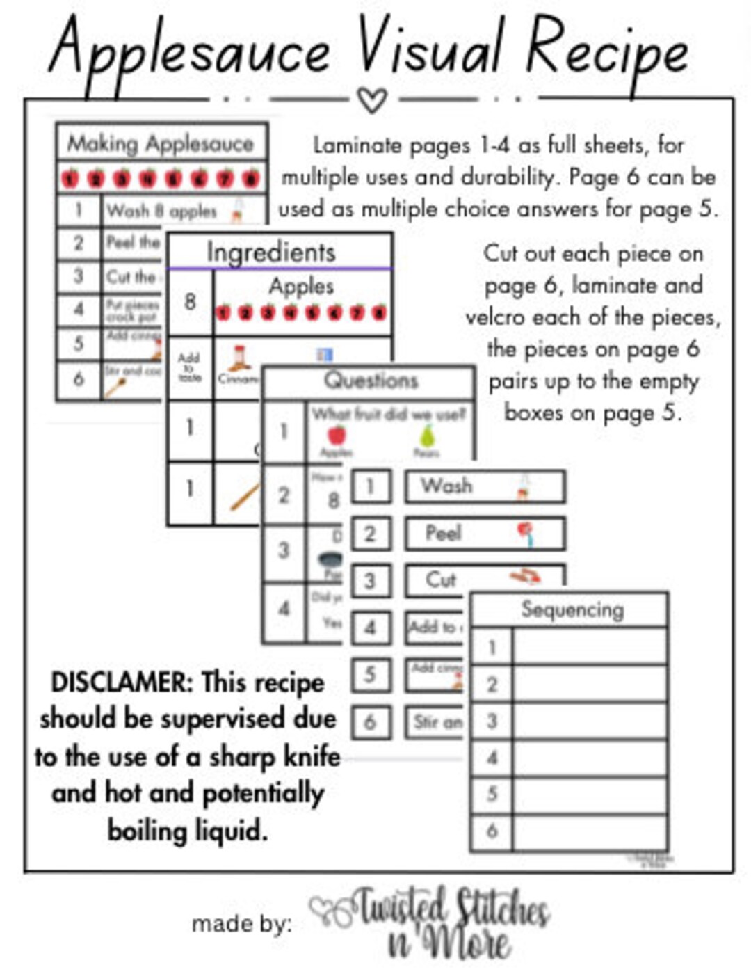 Applesauce Visual Recipe Digital Download - Etsy
