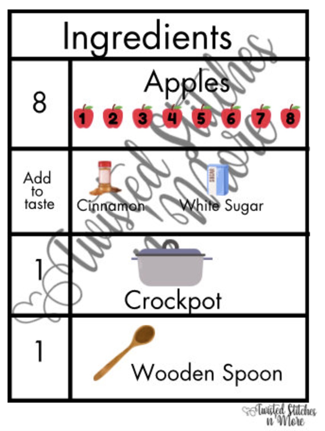 Applesauce Visual Recipe Digital Download - Etsy
