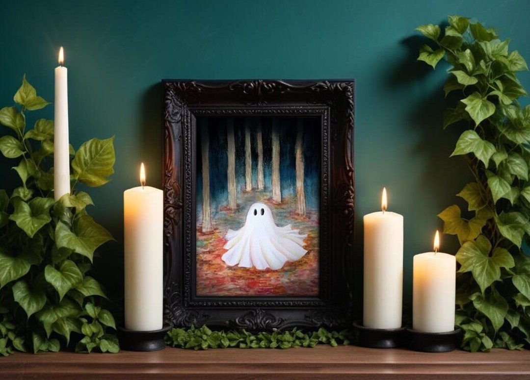 Ghost Art Print Halloween Ghost Painting for Halloween Home Decor Fall ...