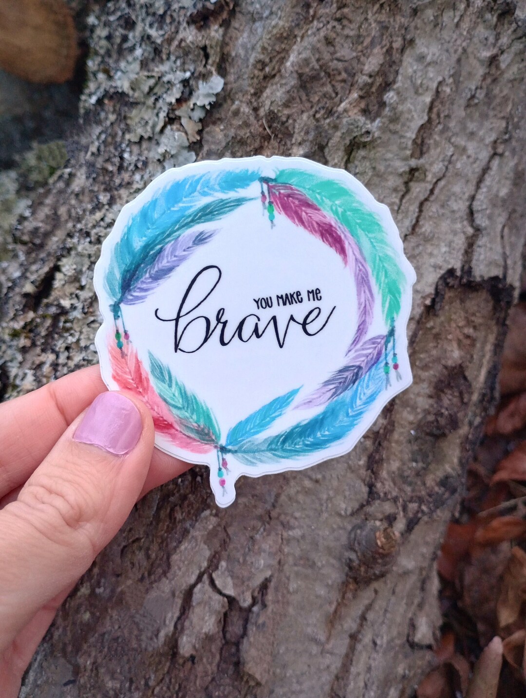 Brave Vinyl Sticker Colorful Boho Sticker Feathers Christian Sticker ...