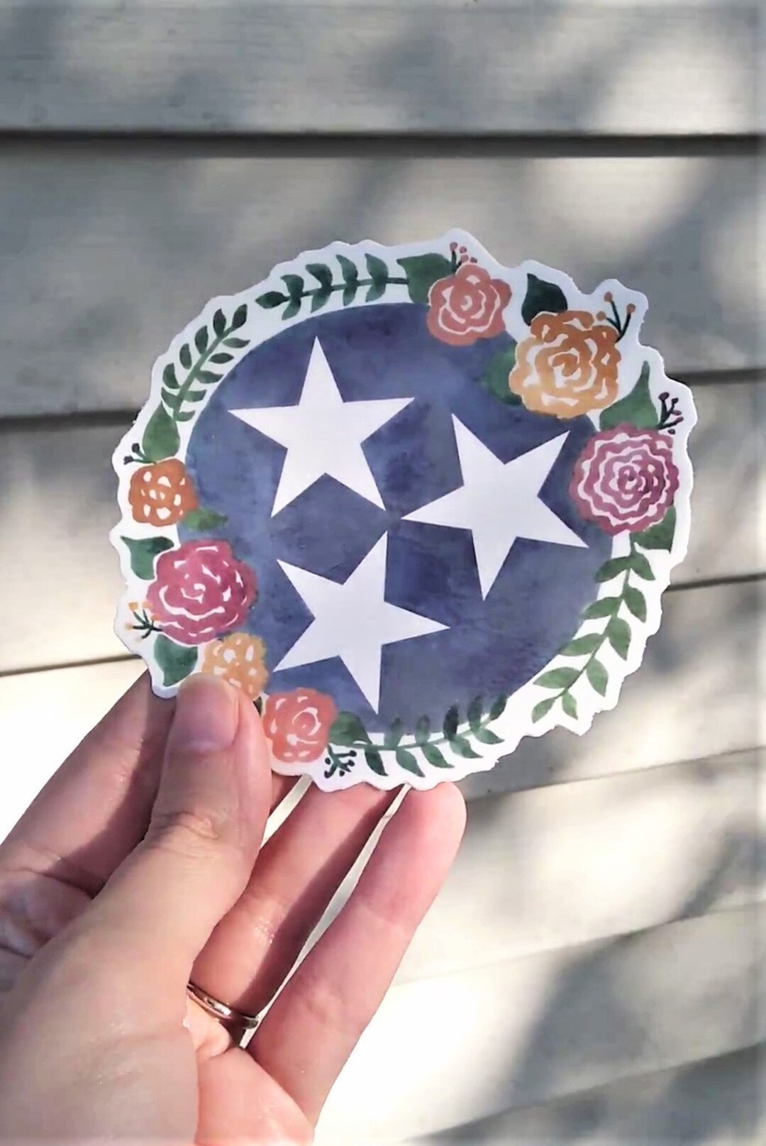 Tennessee Tri-star Vinyl Sticker: Floral TN Decal - Etsy
