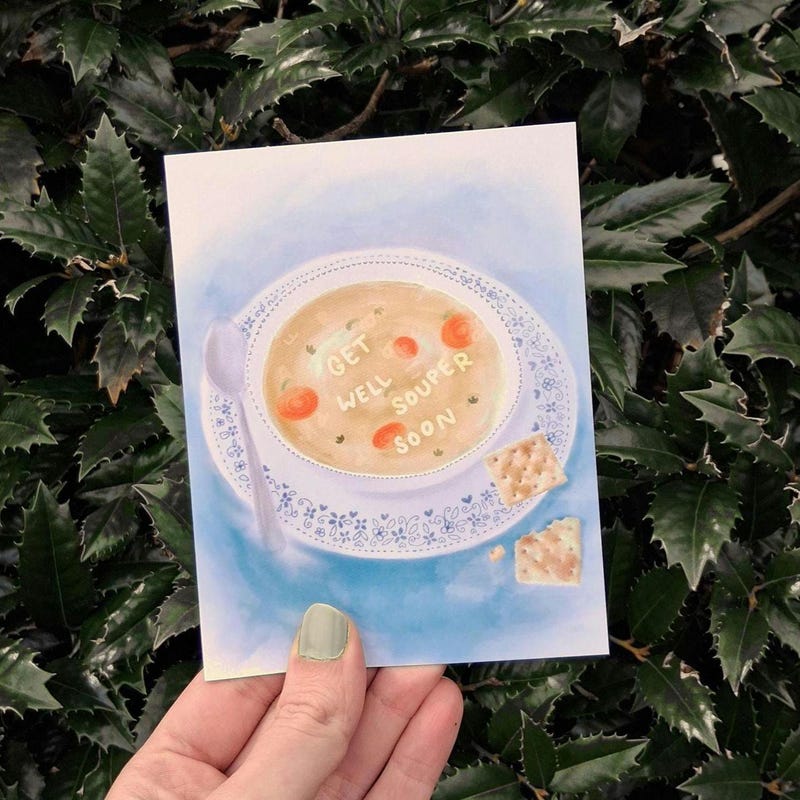 Hand Painted Get Well Card - Etsy