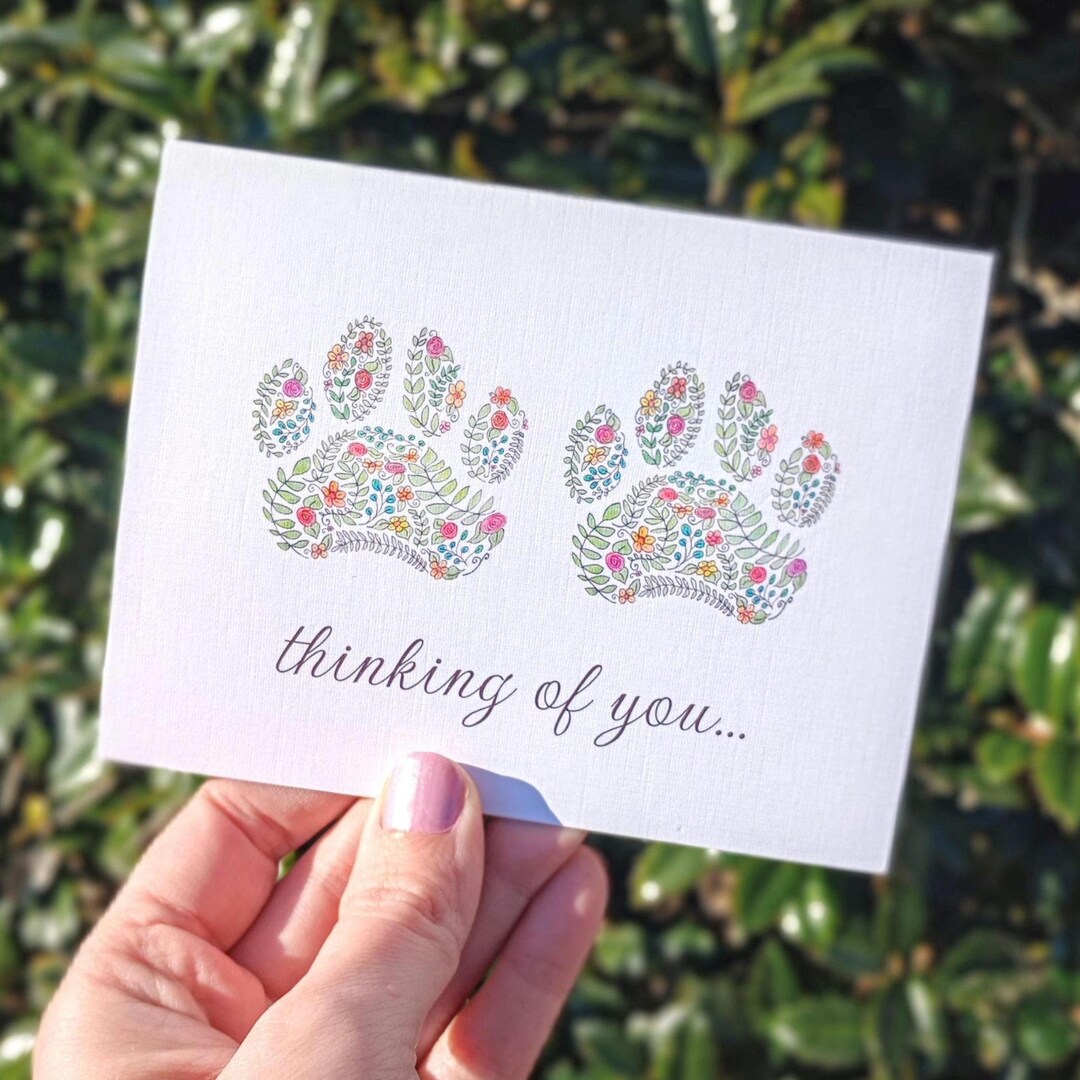 Dog Sympathy Card, Pet Memorial Card, Thinking of You Card Paw Print ...