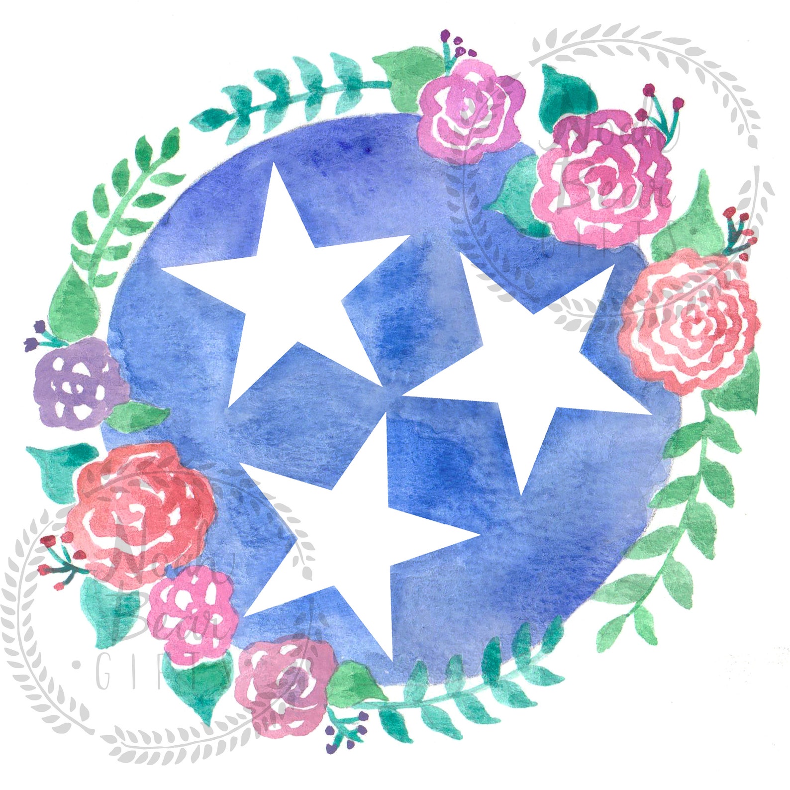 Tennessee Tri-star Watercolor Vinyl Decal Tennessee Sticker - Etsy