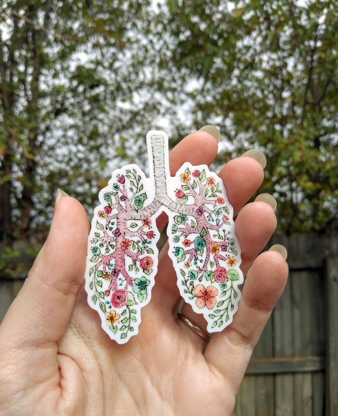 Lungs Made of Flowers Vinyl Sticker Lung Cancer Support Sticker ...