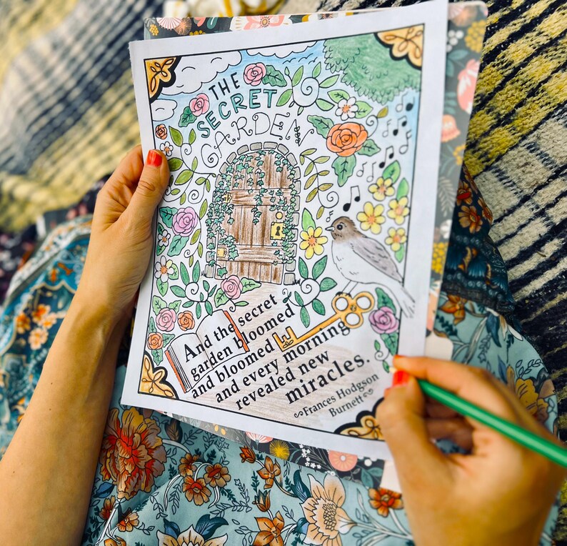 Secret Garden Coloring Page: Hand-drawn Floral Design (digital Download ...