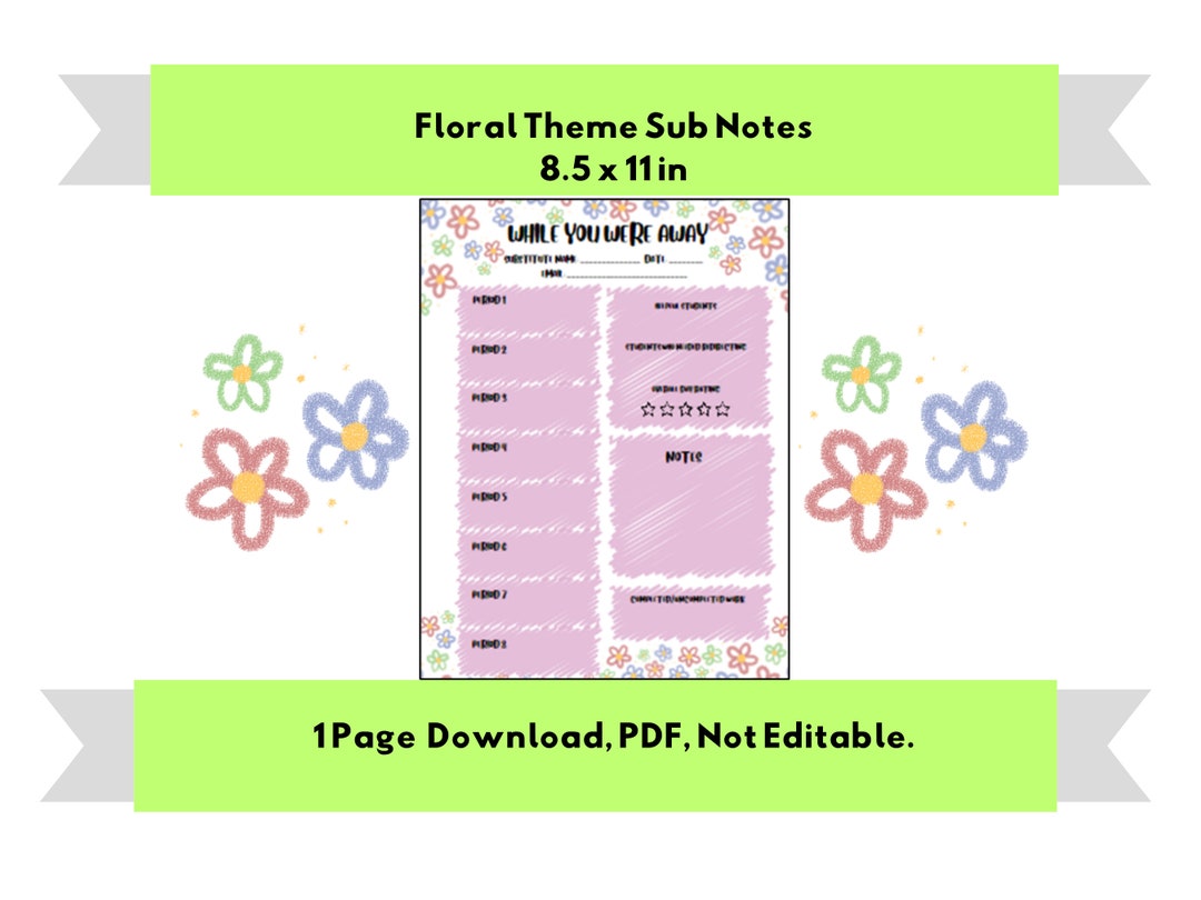 Printable Substitute Note - Etsy