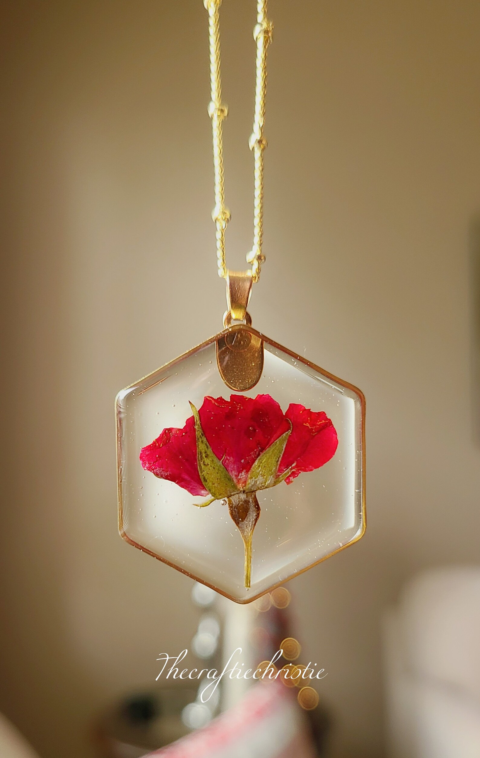 Geometrical Necklace-flower Necklace-real Flower Jewelry-pressed Flower ...