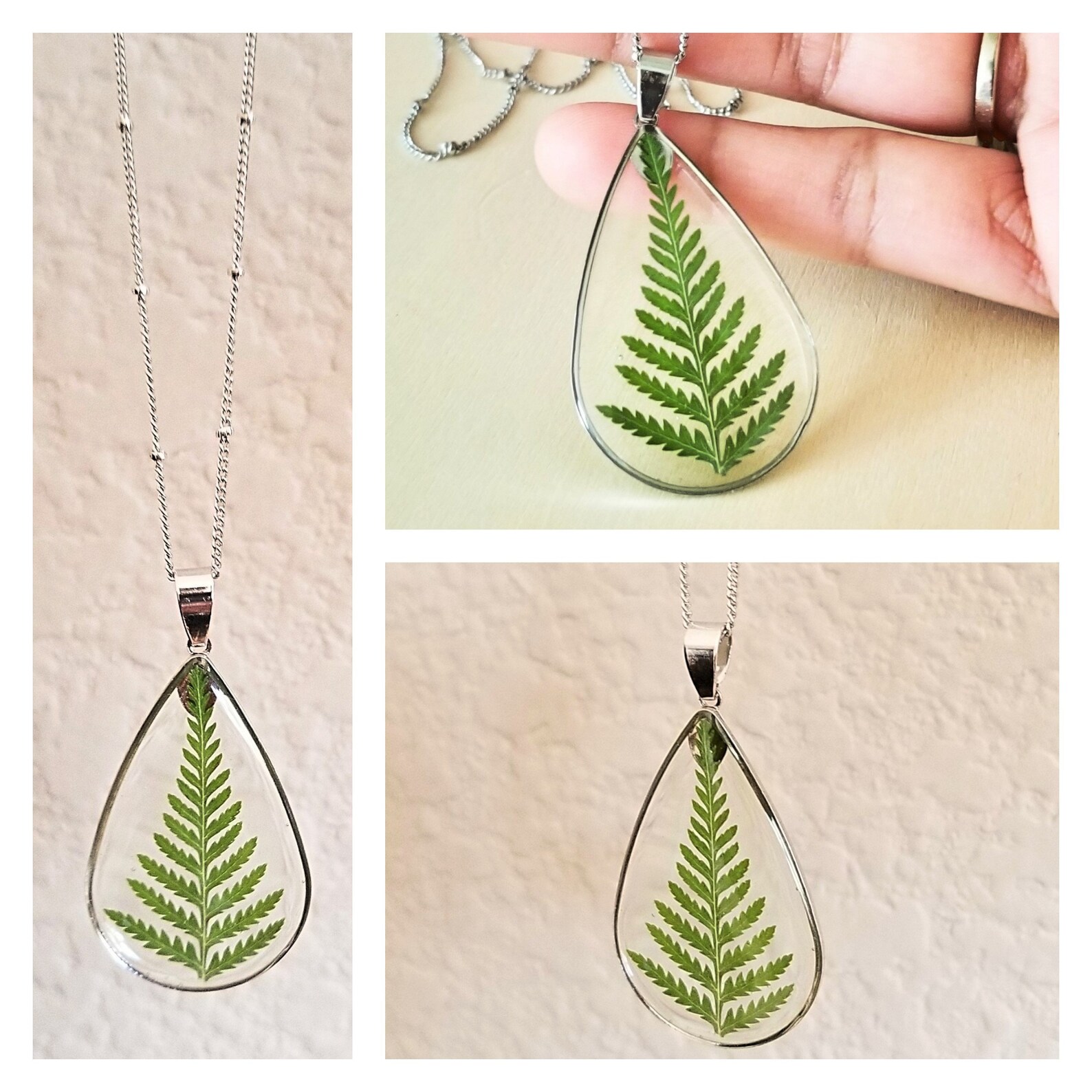 Fern Necklace, Nature Jewelry, Botanical Necklace,pressed Fern Necklace ...