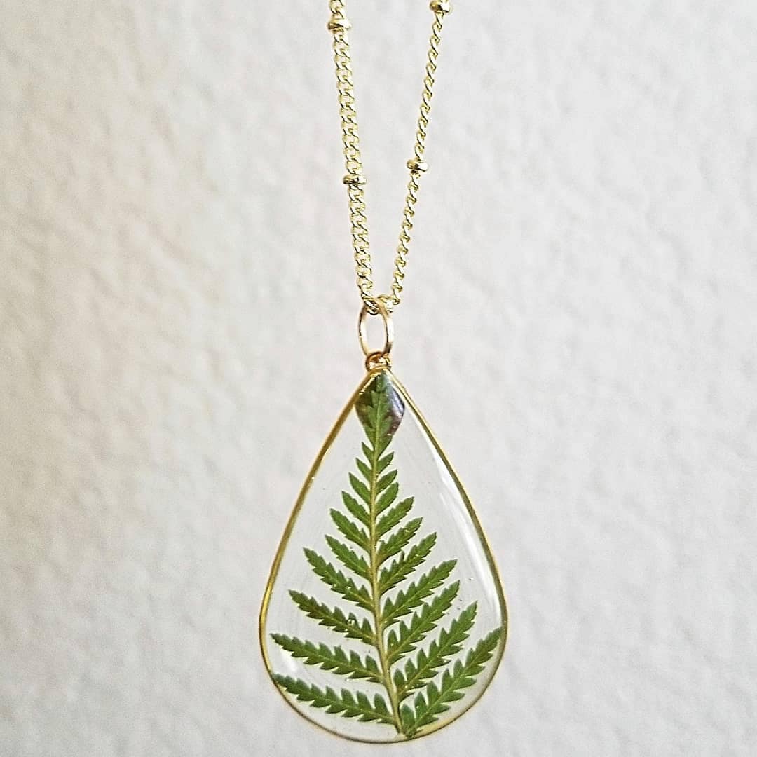 Resin Flower Jewelryfern Necklacegeometrical - Etsy