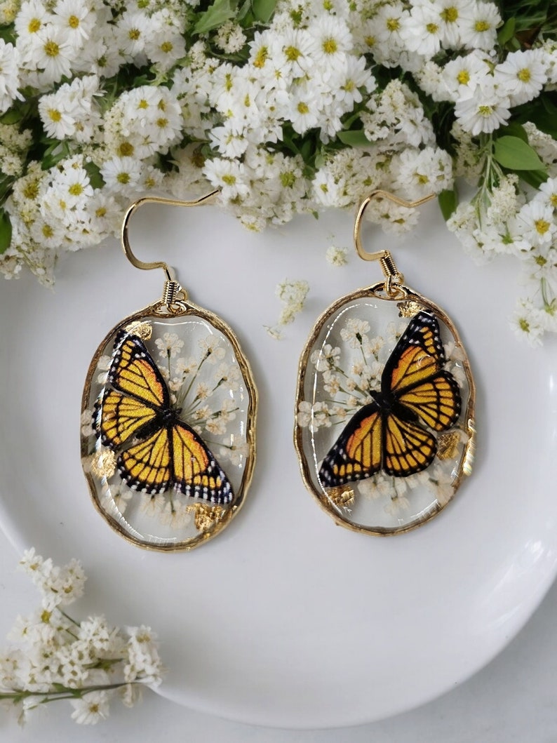 Baby's Breath Pressed Flower Earrings,real Wildflower Earrings,dry ...