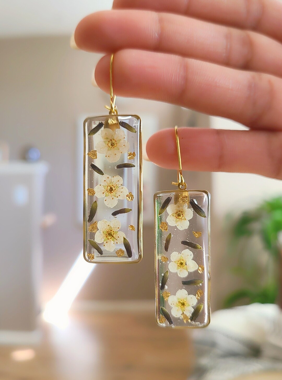 Gift for Mom,lavender Necklace,pressed Flower Earring,real Flower ...