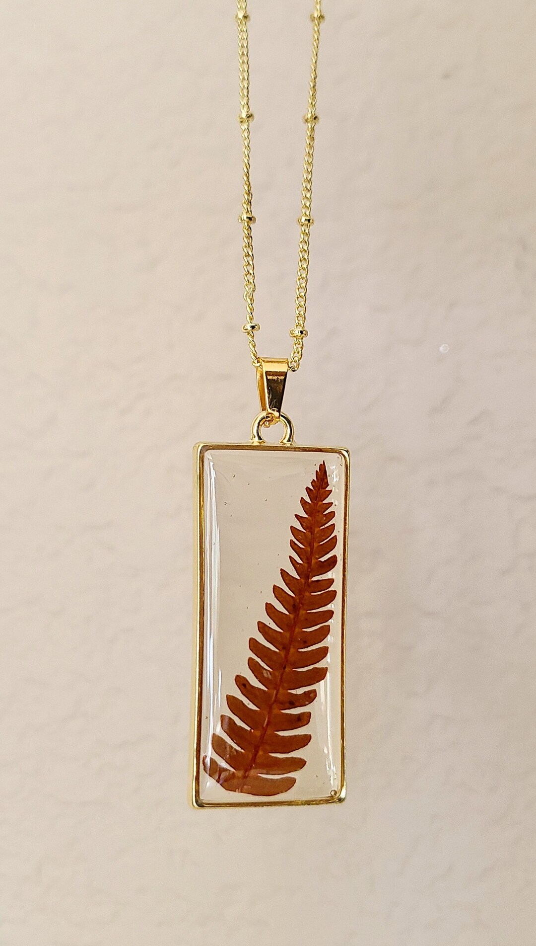 Fern Necklace-christmas Jewelry-pressed Fern Jewelry-resin Handmade ...