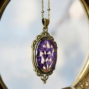 Statice Flower Necklace-pressed Flower Jewelry-flower Jewelry-real ...