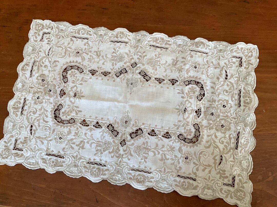 Vintage Madeira Lace Tea Tray Cloth, Intricate Needlework. 21 X 13 ...
