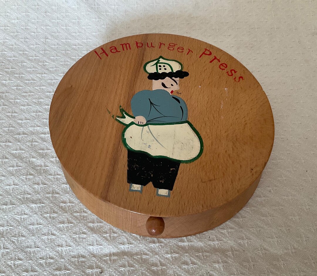 Wooden Hamburger Press From the 1960s, With Painted Chef - Etsy