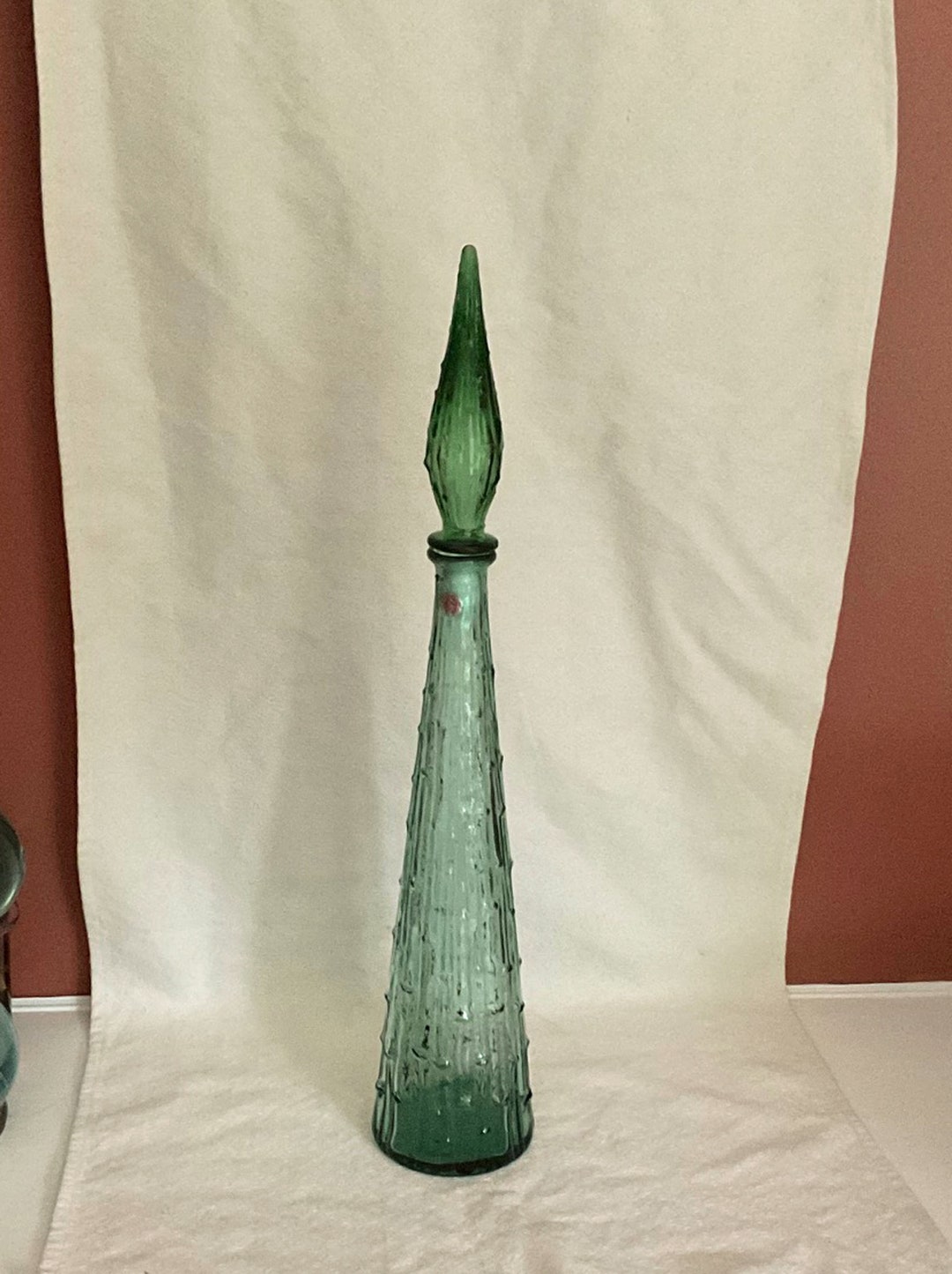 Wax Drip or Cactus Empoli Genie Bottle With Matching Stopper, Emerald ...