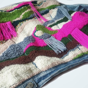 Jeans Jacket, Embroidery Jacket, Punch Needle Embroidery, Unique Denim ...