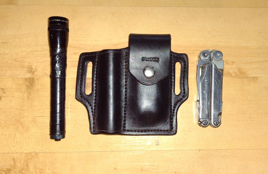 Handcrafted Leather Sheath for Leatherman Wave and Mini Maglite - Etsy