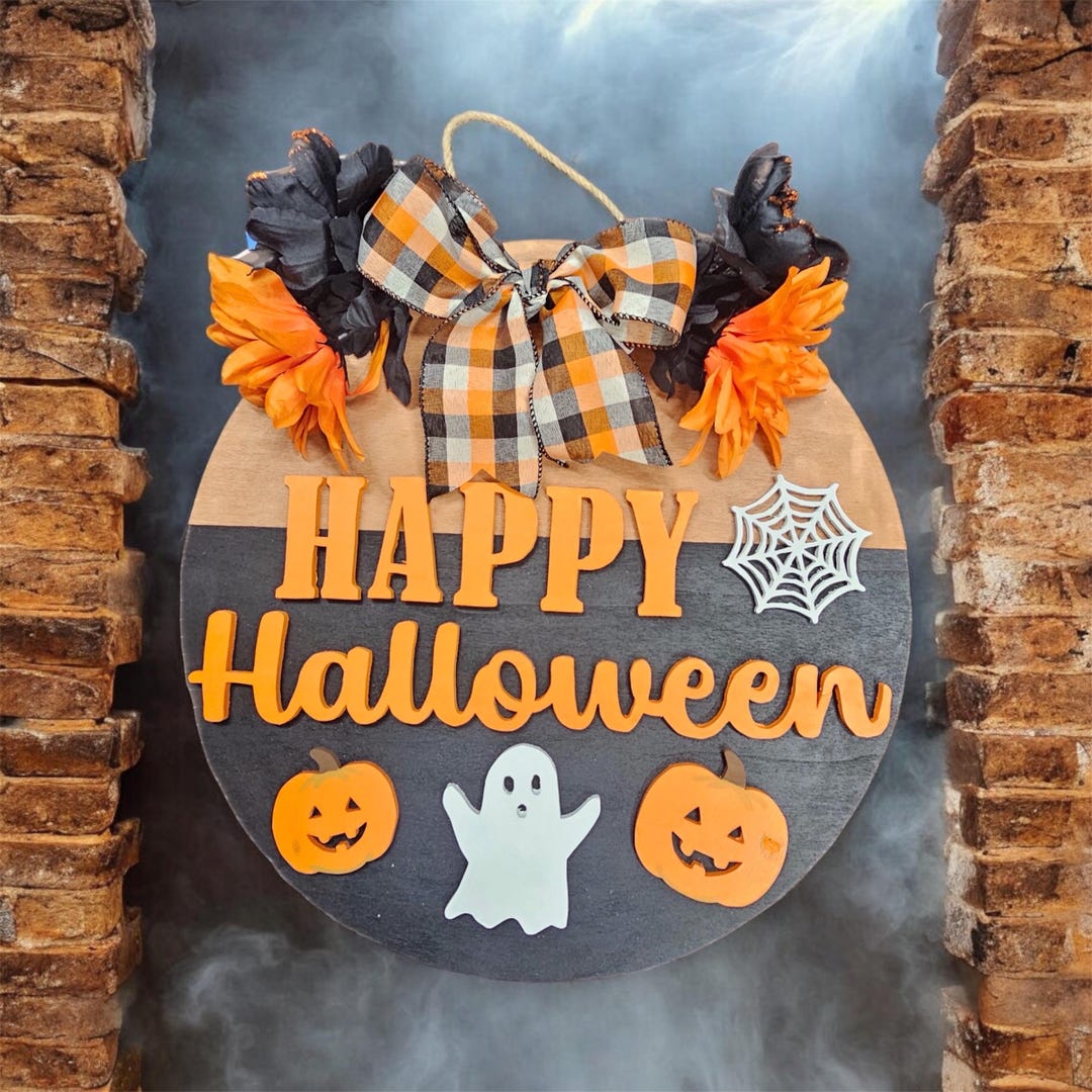 Happy Halloween Door Hanger: Spooky Entrance Decor - Etsy