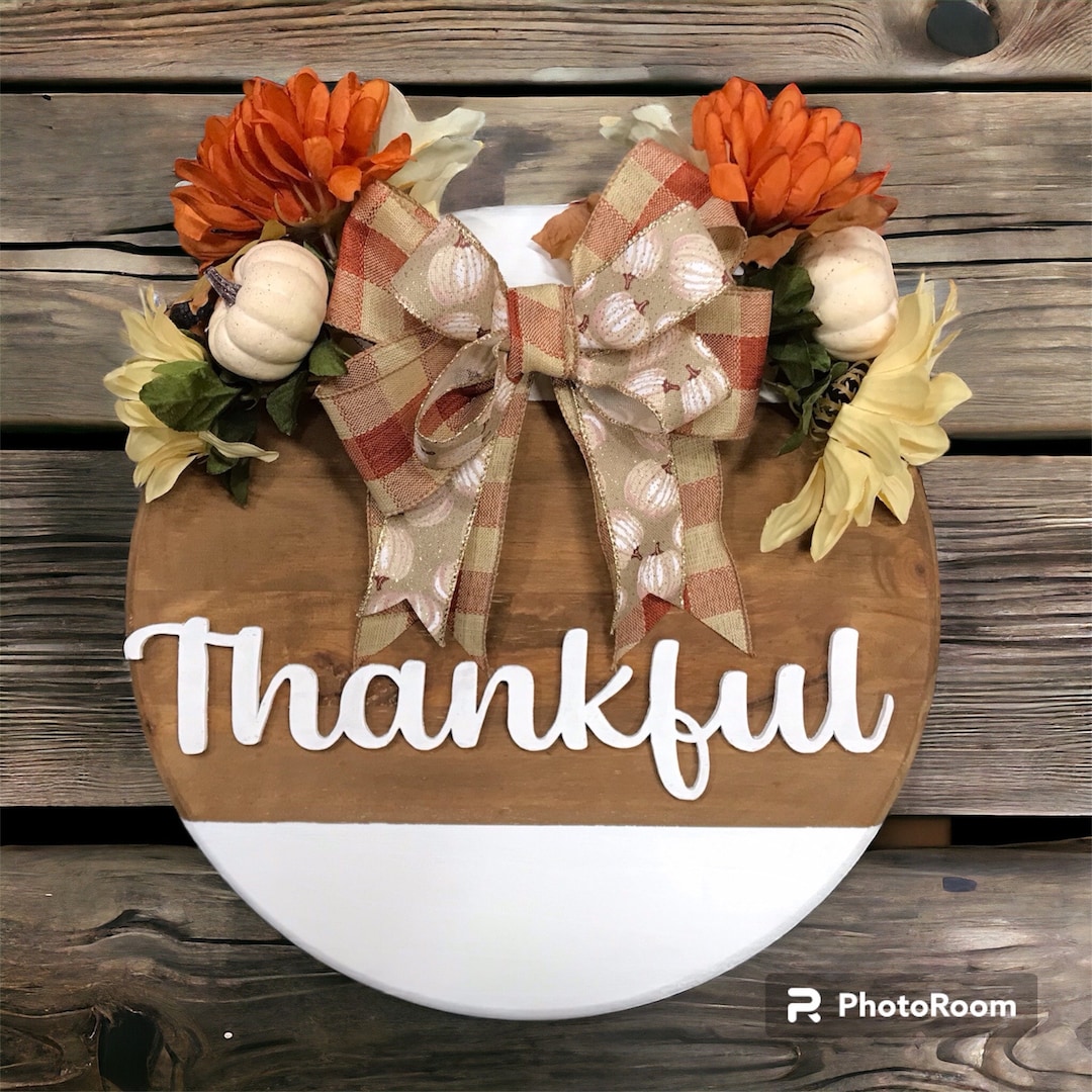 Thankful Door Hanger, Thanksgiving Door Sign, Housewarming Gift ...