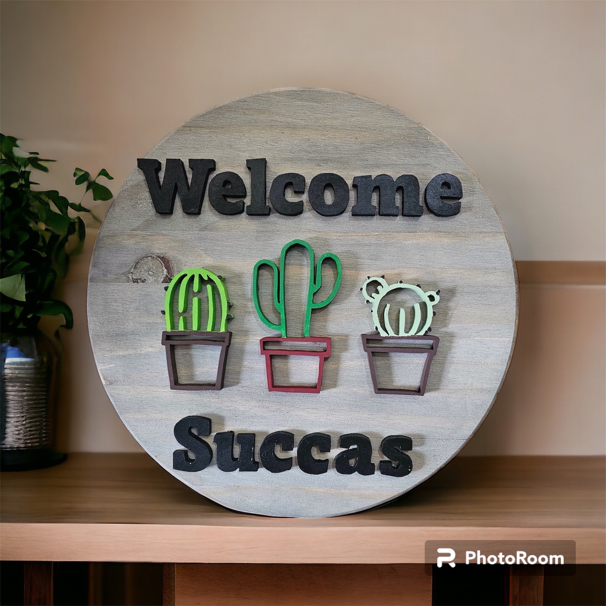 Welcome Succas Door Sign, Succulent Door Wreath, Front Entrance Door ...