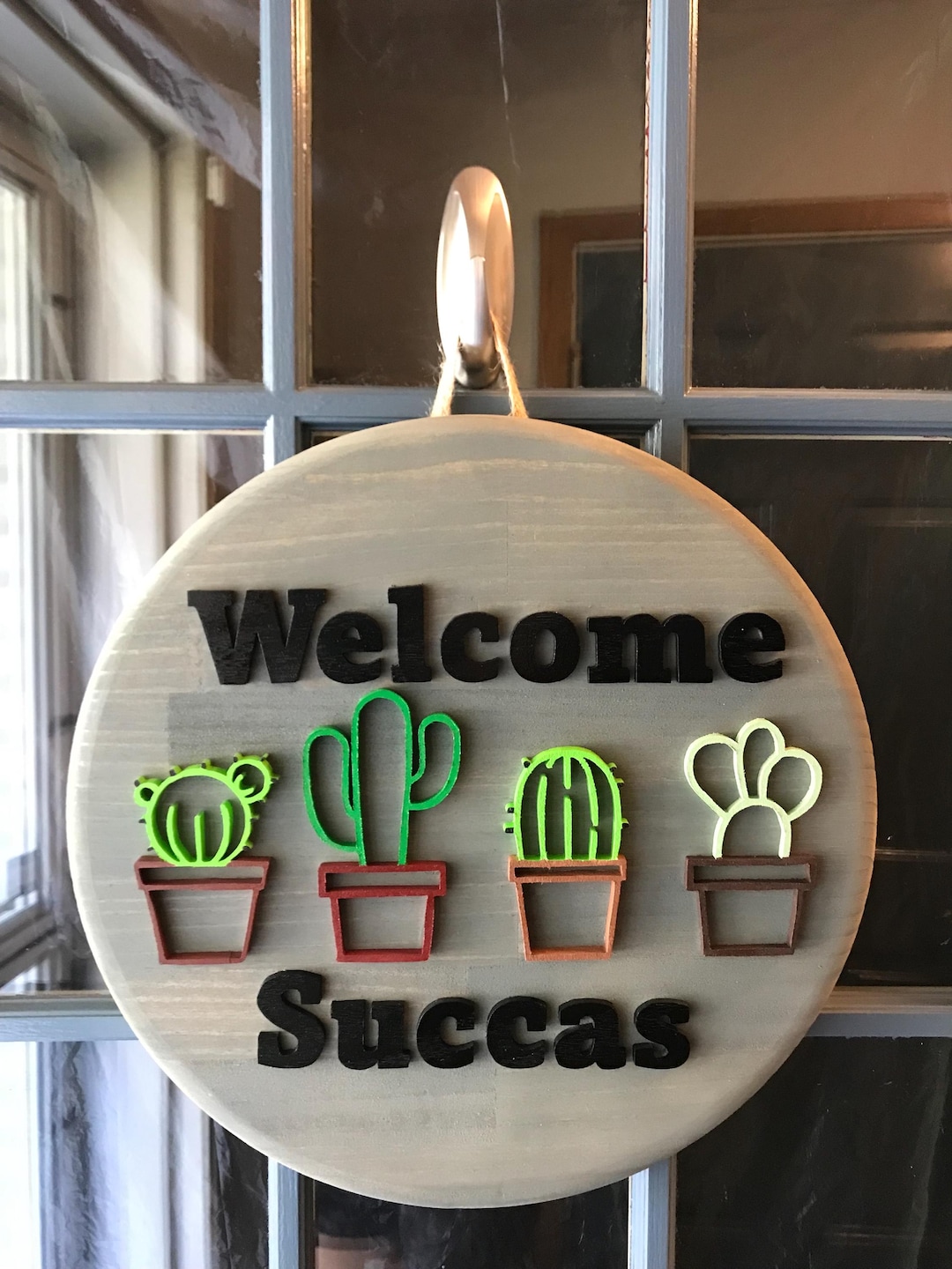 Welcome Succas Door Sign, Succulent Door Wreath, Front Entrance Door ...