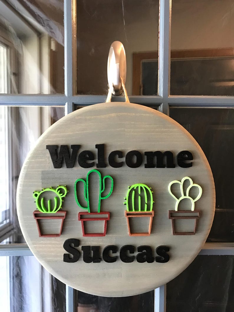 Welcome Succas Door Sign, Succulent Door Wreath, Front Entrance Door ...
