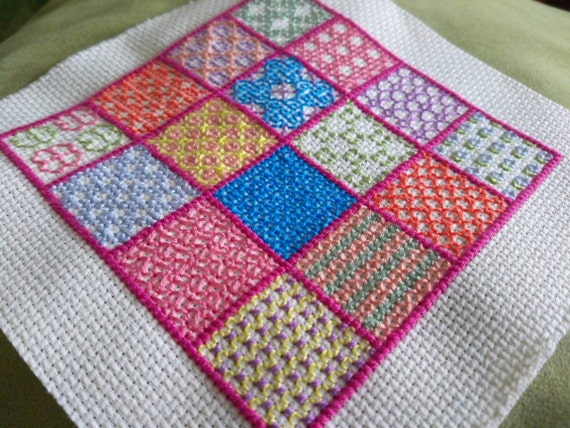 Blackwork 4 X 4 Square Pattern Cross Stitch Blackwork | Etsy