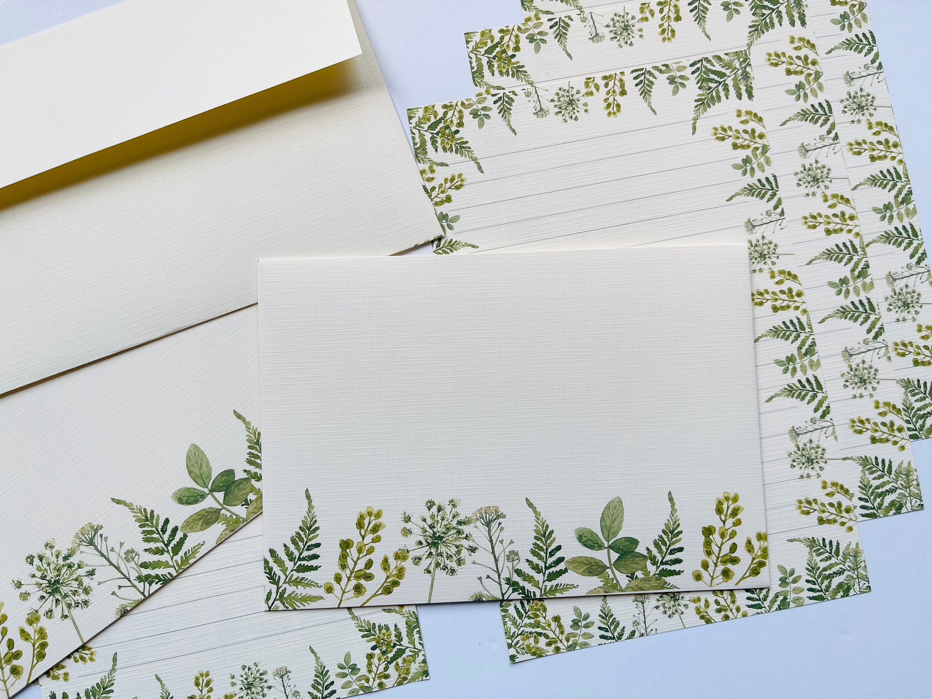 Ferns and Leaves Writing Paper Set, Handmade Stationery - Etsy