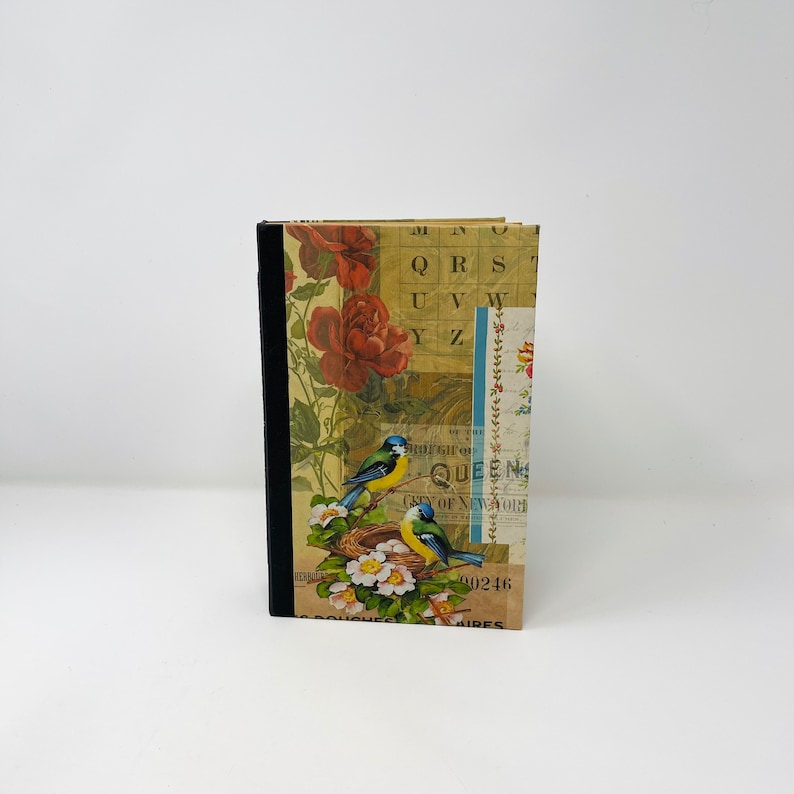 Vintage Style Junk Journal: Fabric Spine Handmade Book Tea Dyed Pages ...