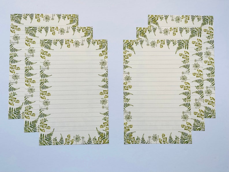 Ferns and Leaves Writing Paper Set Handmade Stationery - Etsy