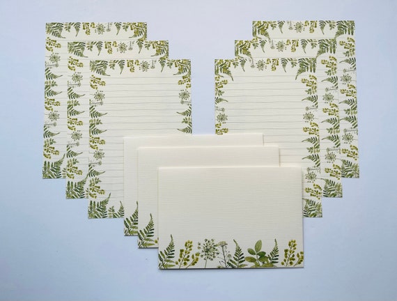Ferns and Leaves Writing Paper Set Handmade Stationery - Etsy