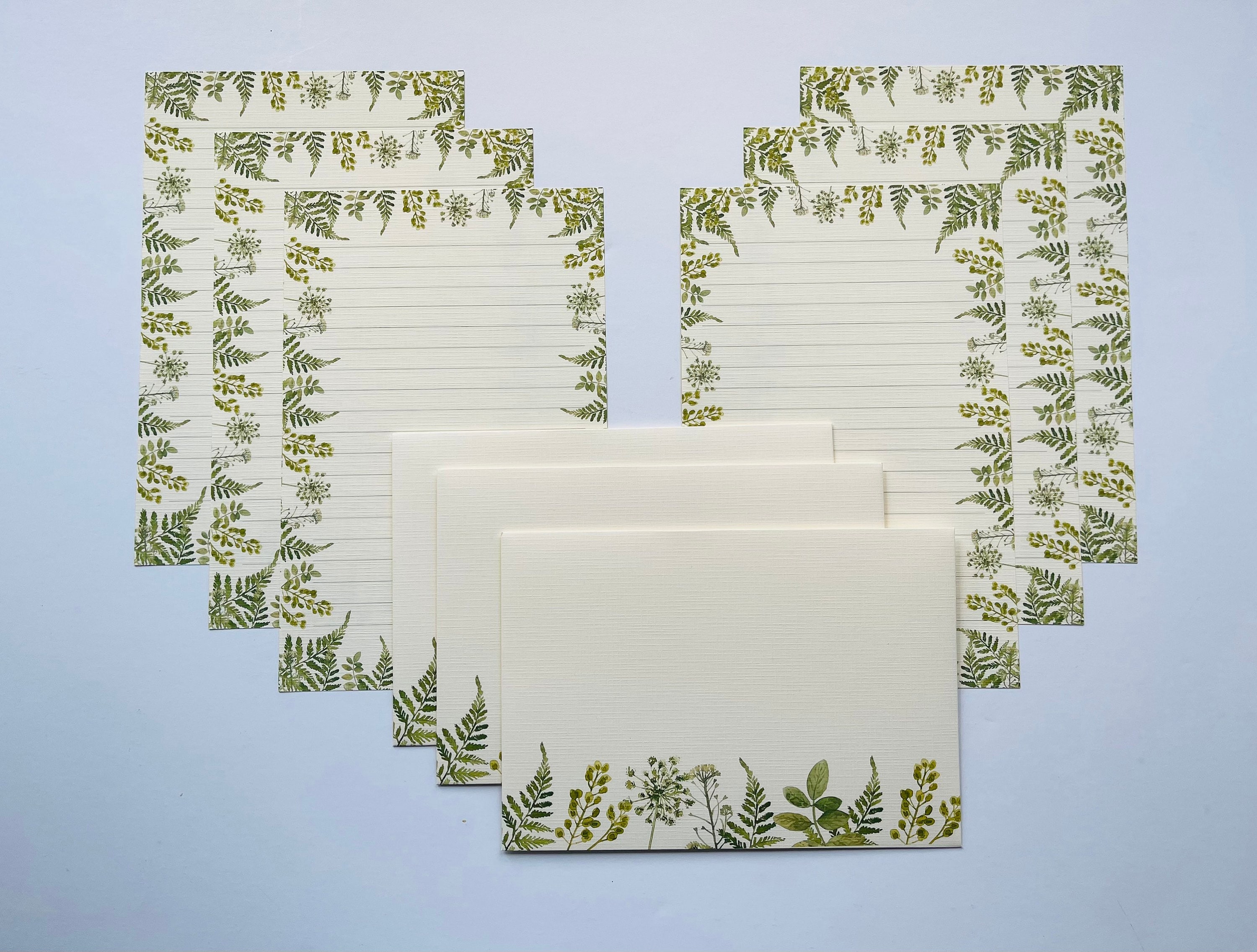 Ferns and Leaves Writing Paper Set, Handmade Stationery - Etsy