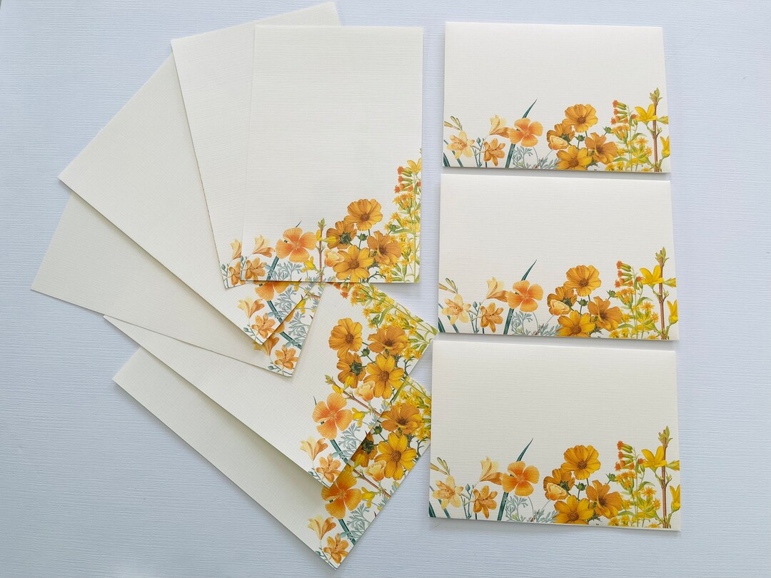 Yellow Flowers Stationery, Letter Writing Set - Etsy