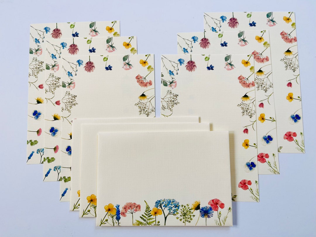 Wildflower Letter Writing Set, Stationery Paper and Envelopes, Spring ...