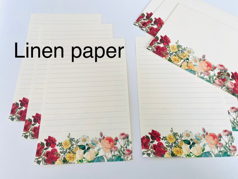 Roses Stationery Set: Handmade Floral Writing Paper & Envelopes - Etsy